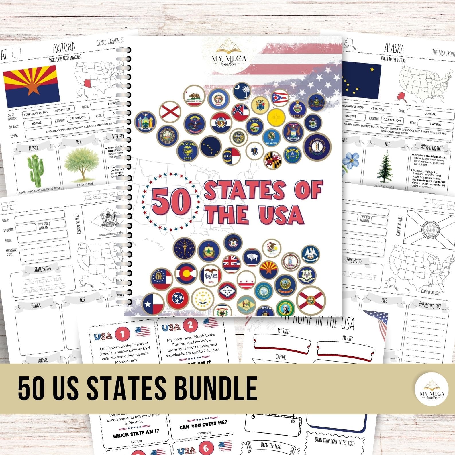 50 US States Homeschool Printable Bundle – Fun Facts & Activities – My ...