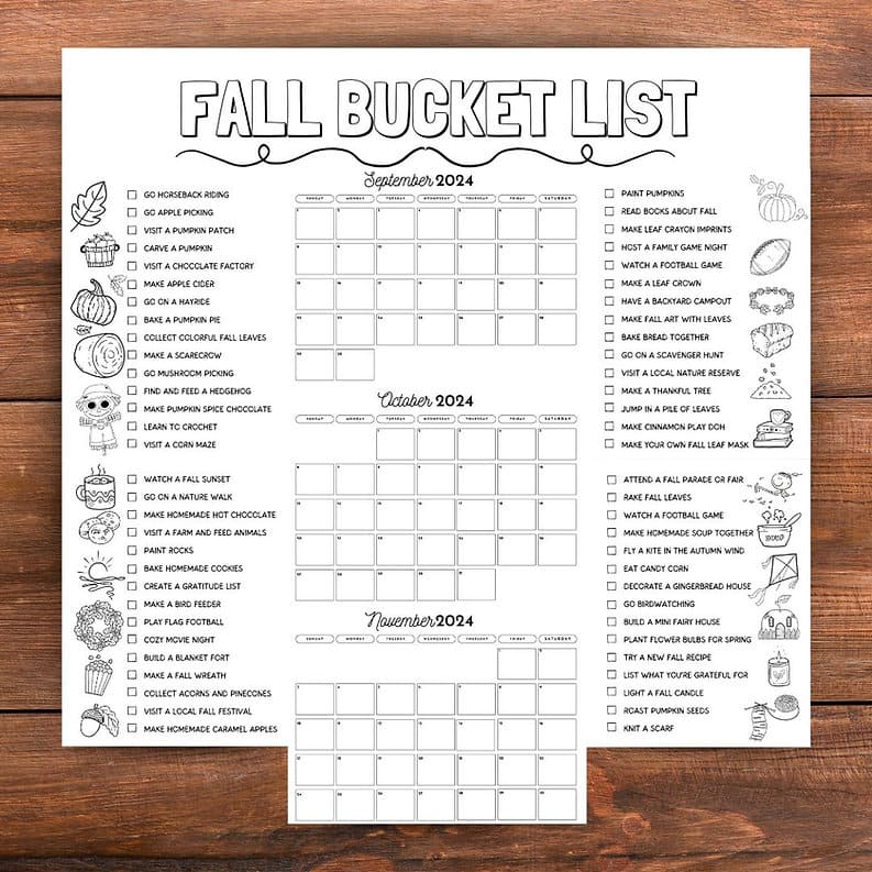 Fall Bucket List Wall | Homeschool Printable – My Mega Bundles LLC