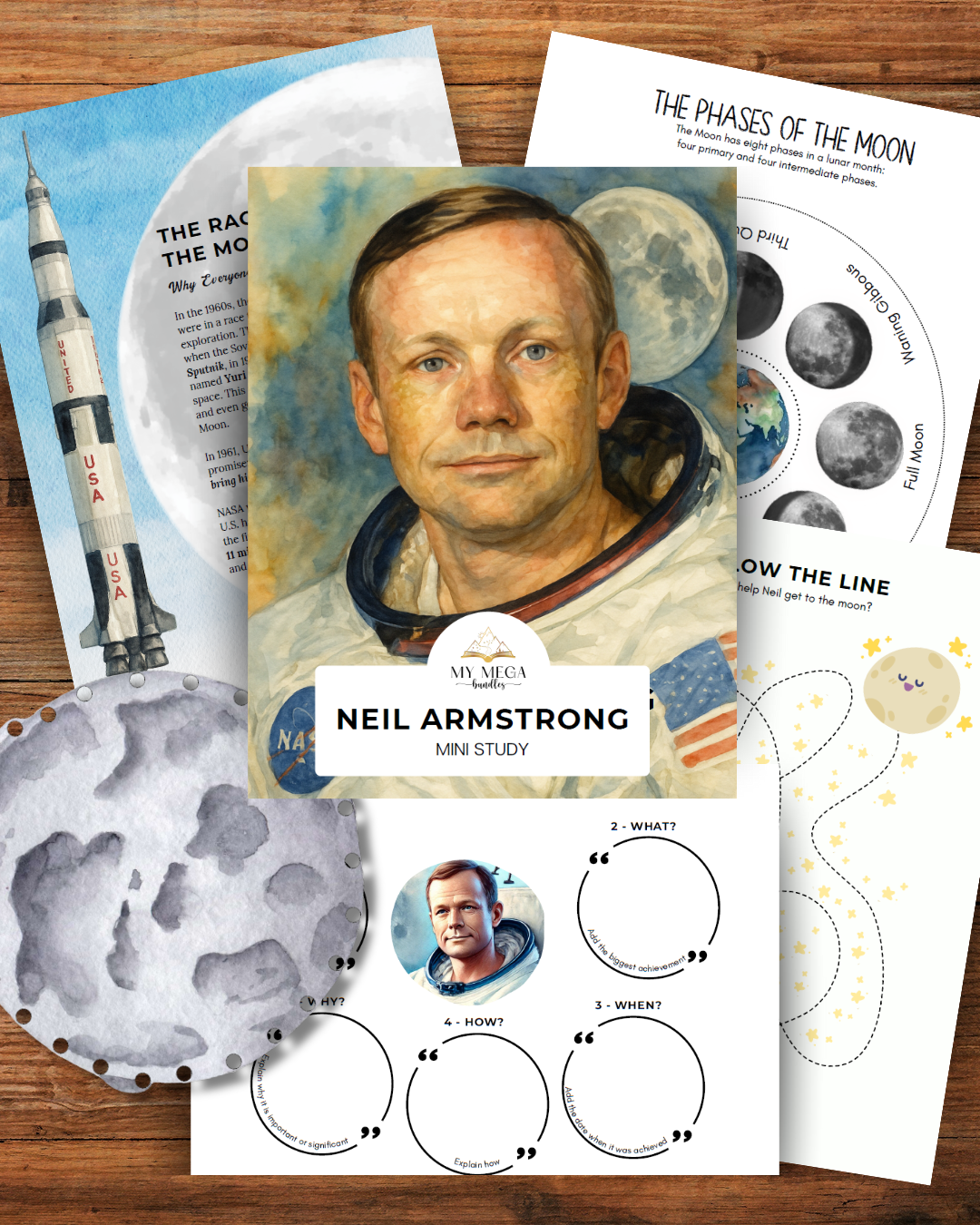 Neil Armstrong Mini Study Printable for Kids Ages 7–12 – My Mega ...