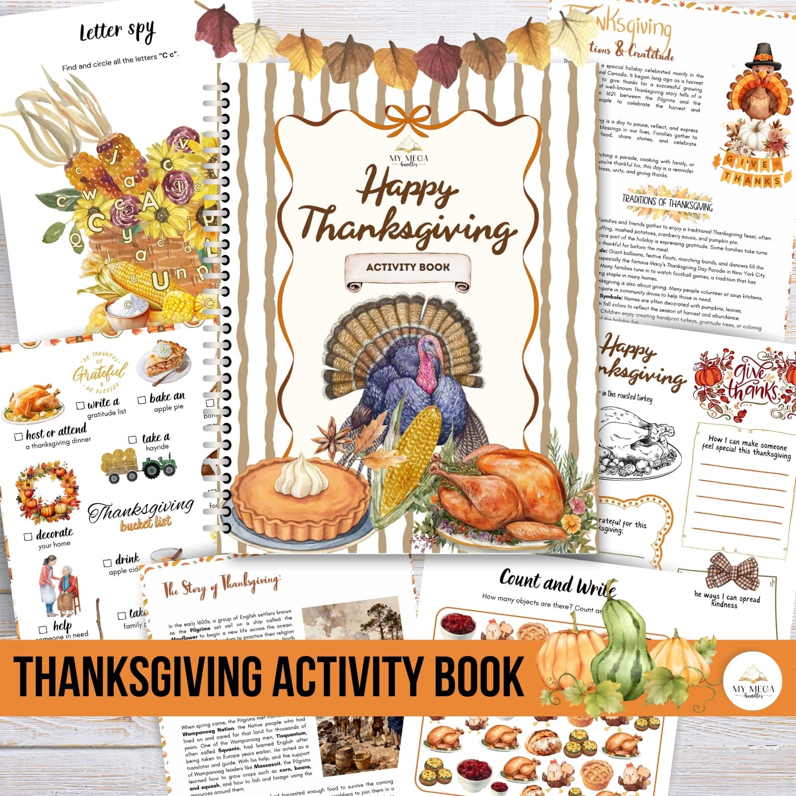 Thanksgiving Activity Book for Homeschool | My Mega Bundles – My Mega ...