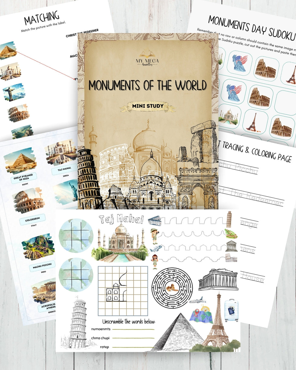 Monuments of the World | Homeschool Printable – My Mega Bundles LLC
