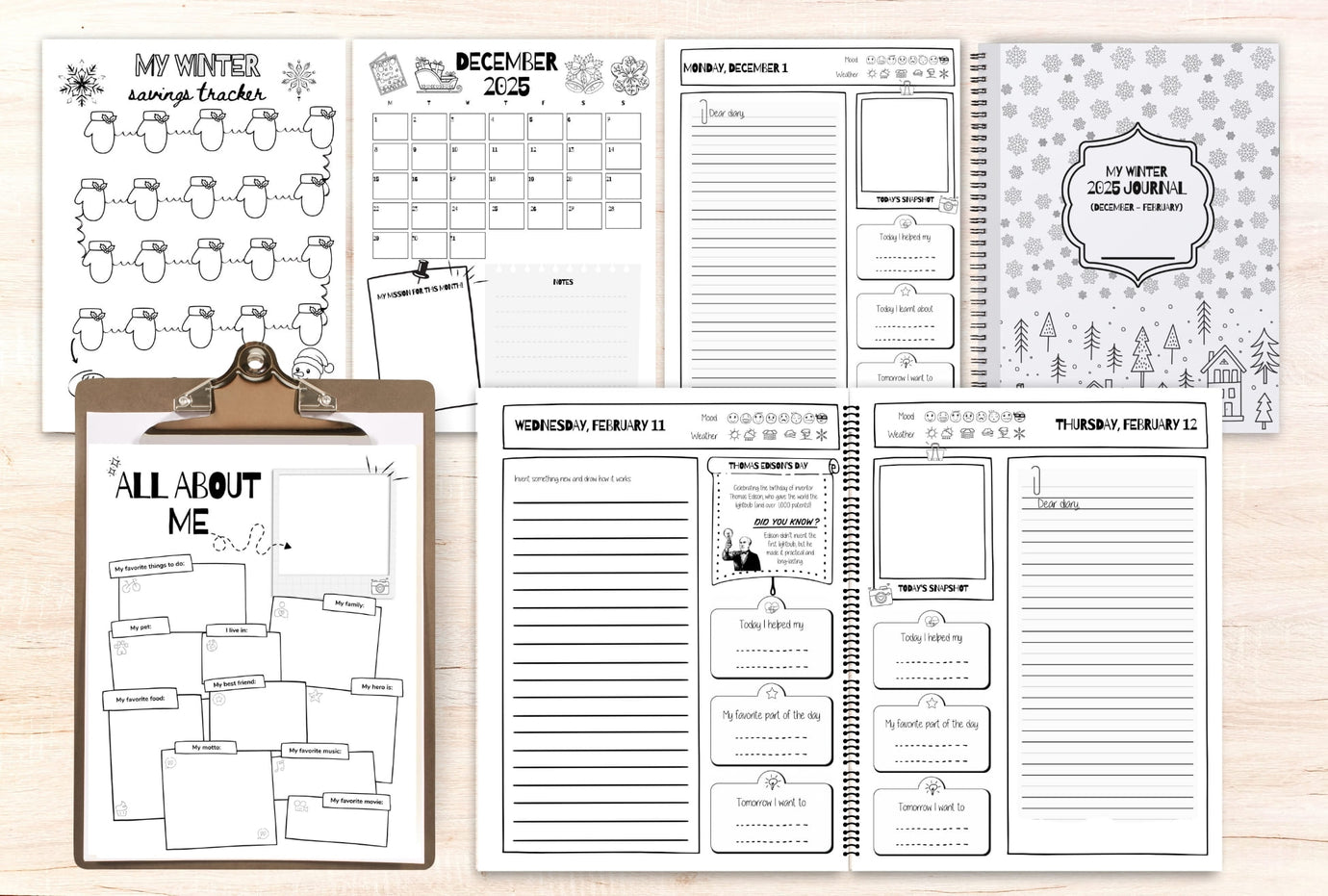 Winter 2025–2026 Student Diary with Daily Prompts | My Mega Bundles ...